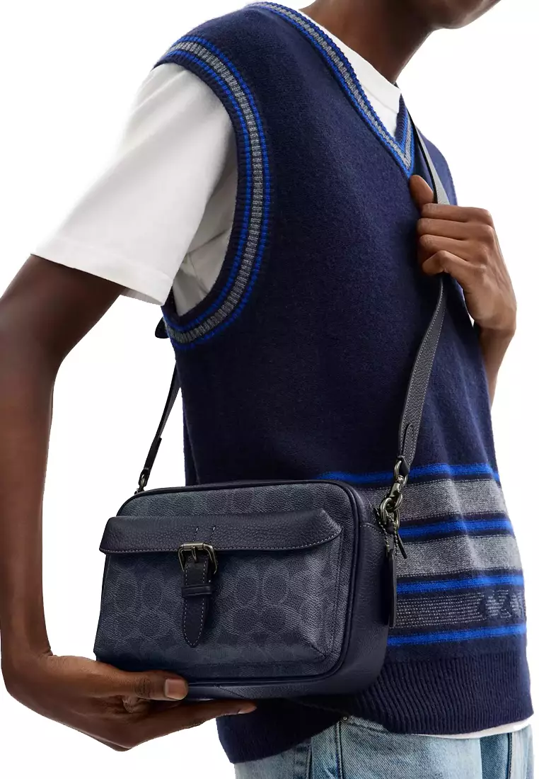 Coach Warner Crossbody Bag In Signature Canvas in Denim/ Midnight Navy ...