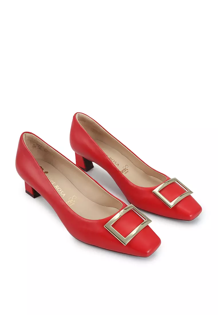 Buy HOPE ROSA HOPE ROZA (ROSA) Dixie Red Gold Buckle Square Toe Pump ...