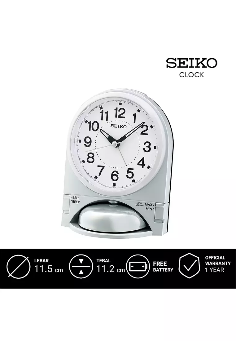 Jual Seiko Seiko Bedside Bell Alarm Clock Sweep Second Hand - Silver ...