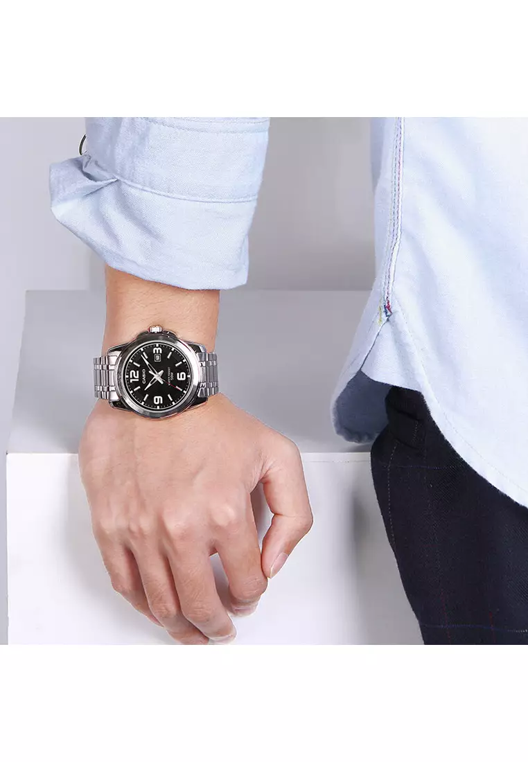 Buy Casio Men Analog Watch MTP-1314D-1AV Silver Stainless Steel Strap ...