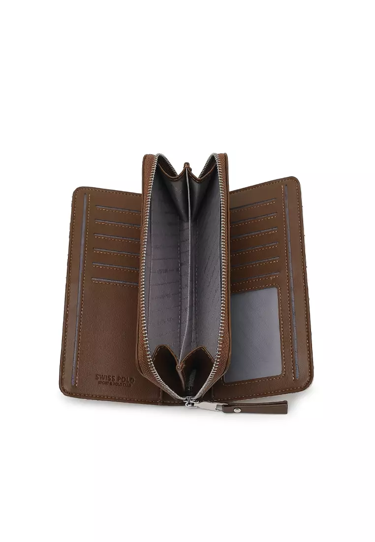 Buy Swiss Polo Women's Monogram Long Wallet / Purse - Brown 2025 Online ...