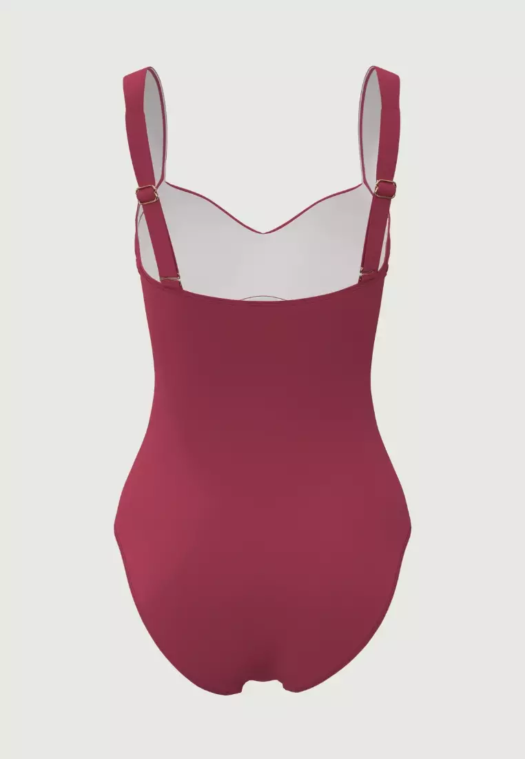 Buy Sunseeker Core Solid Sangria Plus Cup Twist Front Onepiece 2025 ...