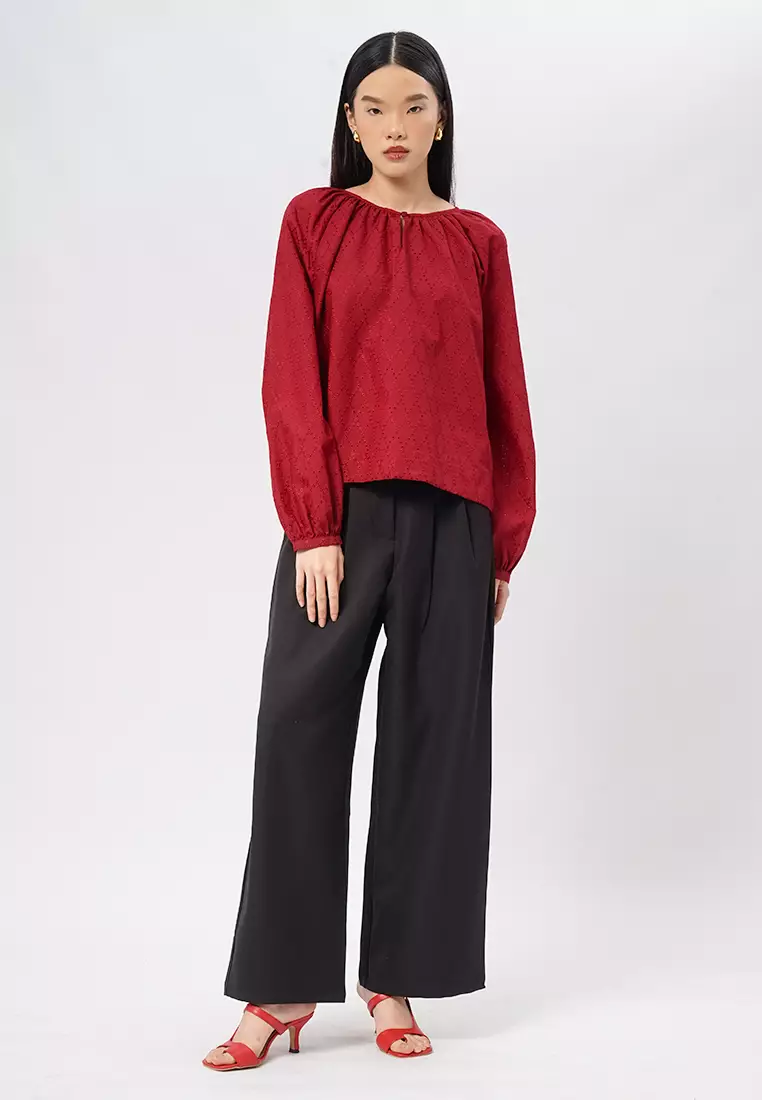 Jual Executive Puff Sleeves Eyelet Blouse Original 2025 | ZALORA Indonesia