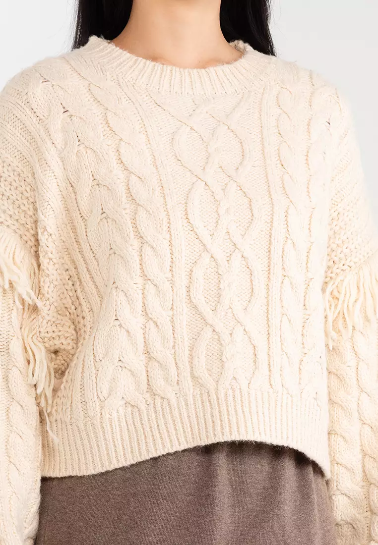 Buy Lowrys Farm Fringed Cable Knit Sweater 2024 Online Zalora Singapore