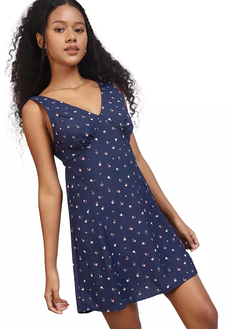 Buy JUST G Floral V Neck Mini Dress With Ties 2026 Online | ZALORA ...
