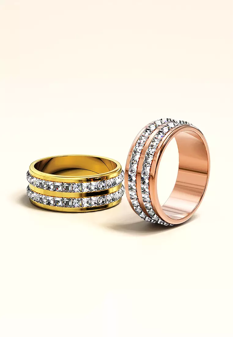 Buy Bullion Gold Princess Cut Stunner Ring In Gold - 7mm Online | ZALORA Malaysia