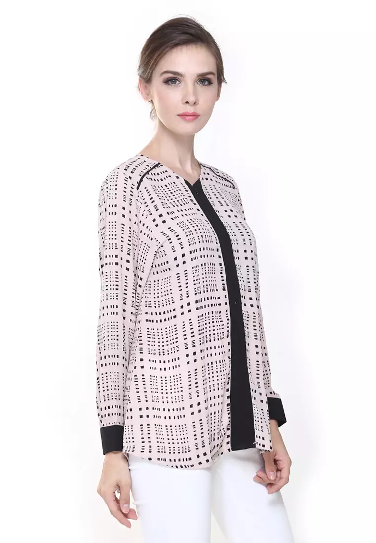 Buy Rina Nichie Basic Elle Printed Chiffon Crepe Top Online | ZALORA ...