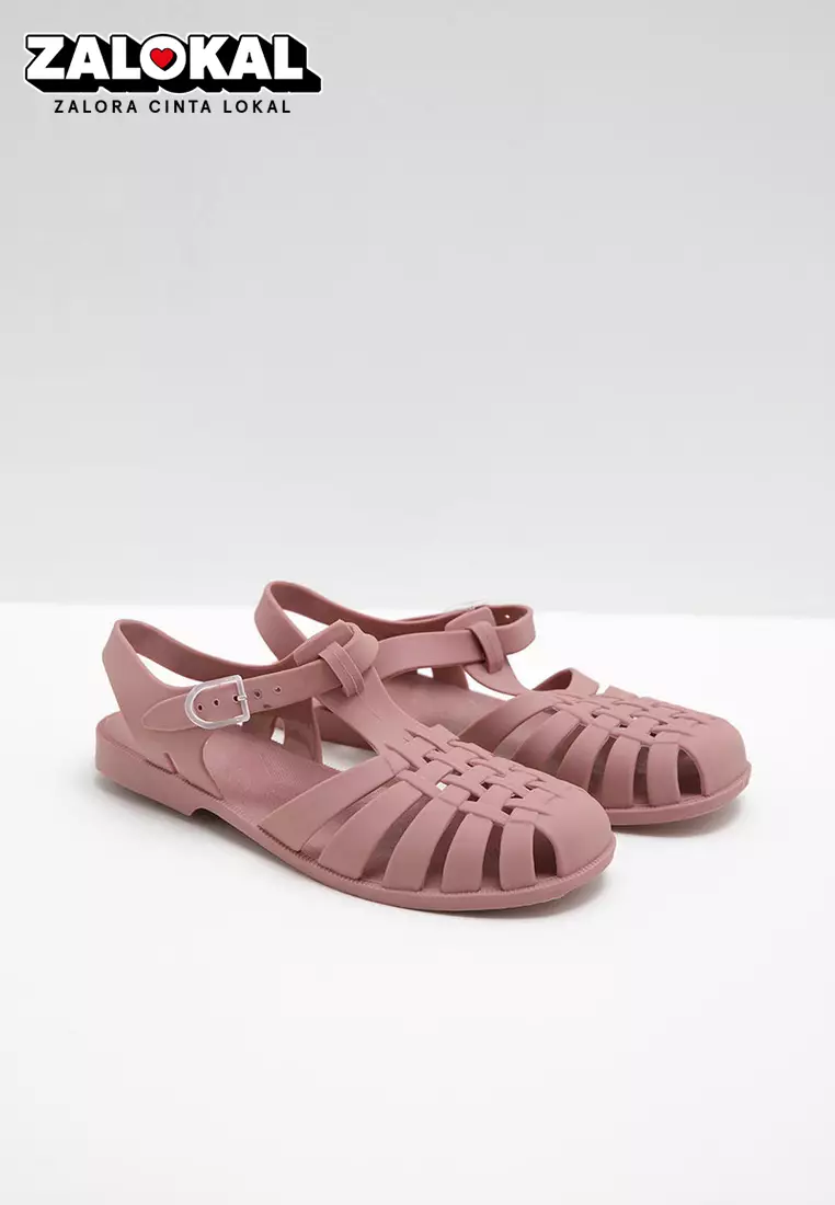 Jual Berrybenka Label Sofia Melly Jelly Sandal Dusty Pink Original 2024 ...