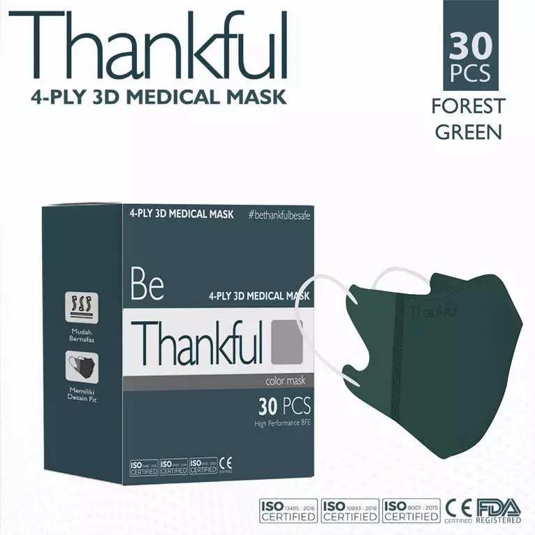 Jual Thankful THANKFUL 3D 4Lapis Earloop Face Mask Adult - Box isi 30 ...