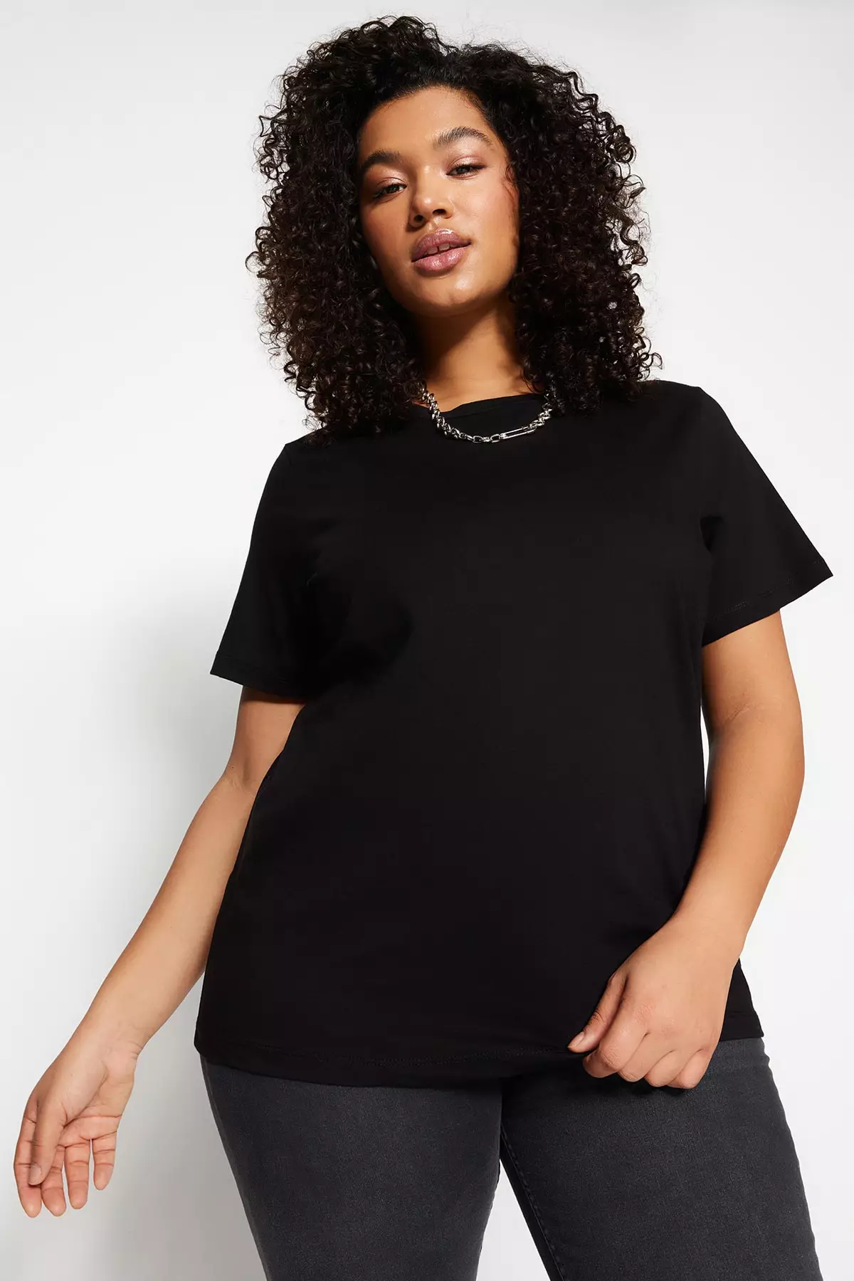 Buy Trendyol Plus Size Basic T-Shirt 2025 Online | ZALORA