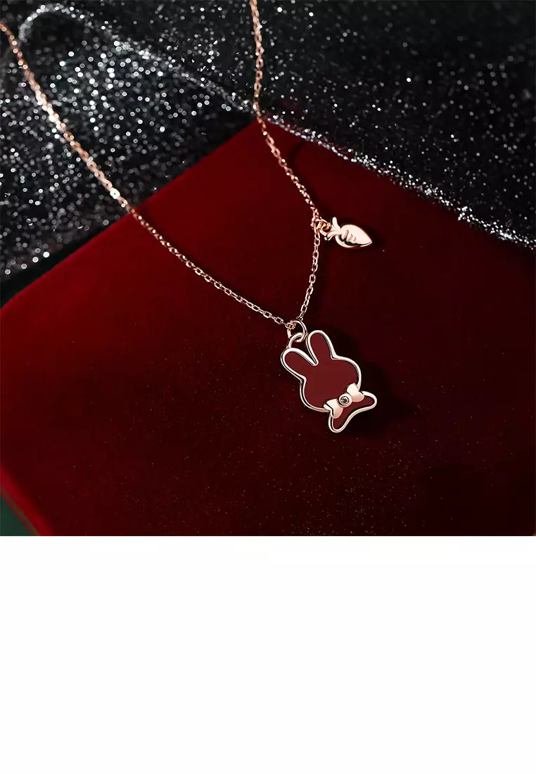 Buy Glamorousky 925 Sterling Silver Plated Rose Gold Simple Cute Enamel ...