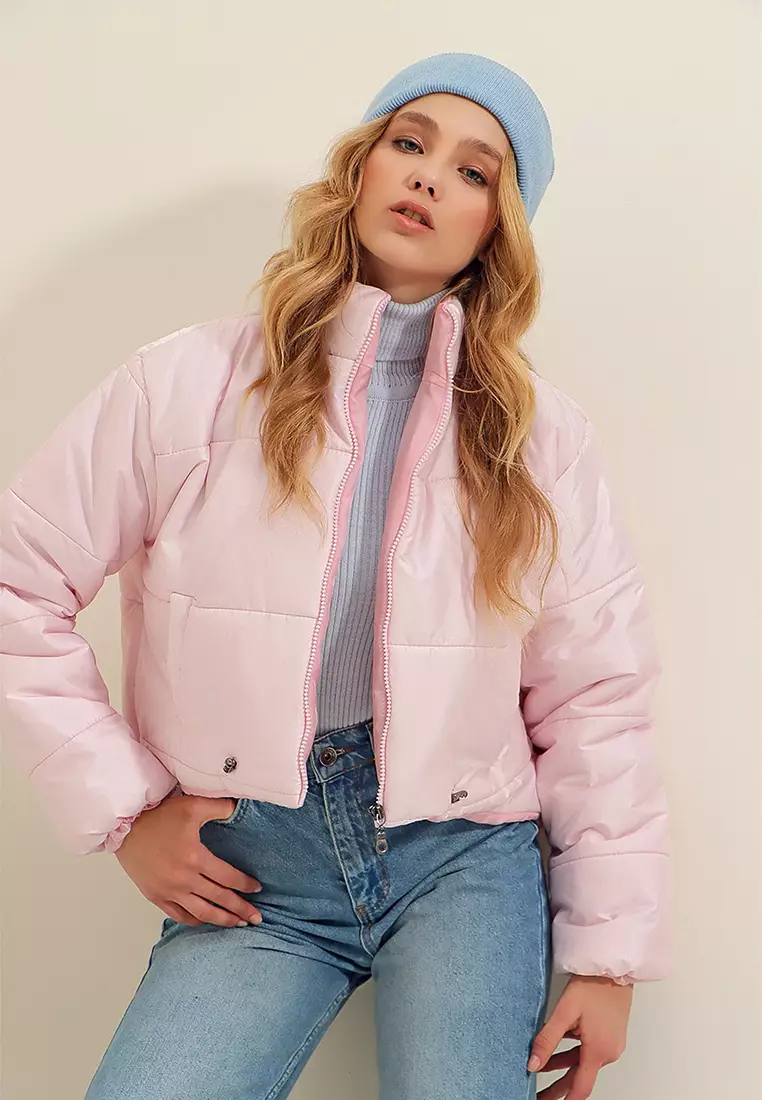 Jual Alacati Stand Collar Double Pocketed Inflatable Puffer Jacket ...