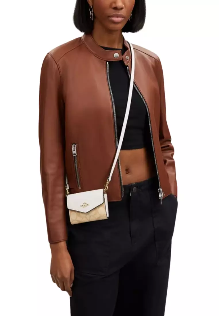 Buy Coach Coach Mini Envelope Wallet With Strap Signature Canvas In ...