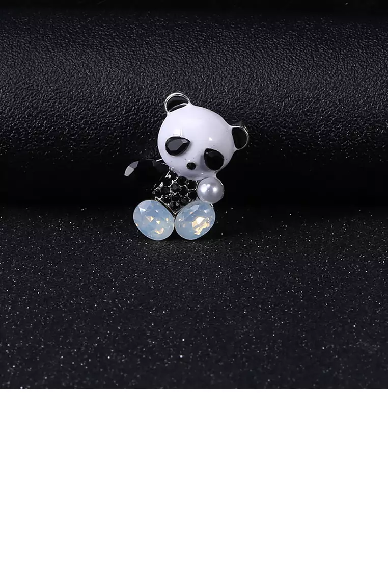 Buy Mooclife Simple and Cute Panda Brooch with Black Cubic Zirconia ...