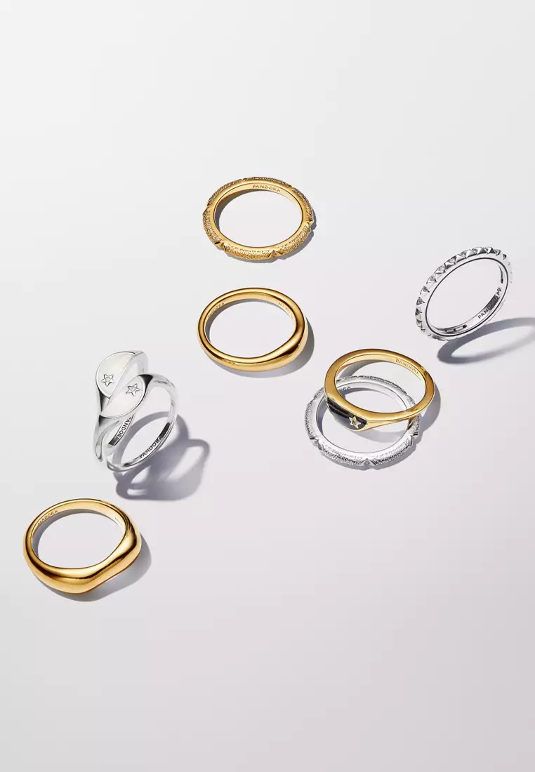 Buy PANDORA Pandora ME 14k Gold Plated Texture & Stones Ring Online ...