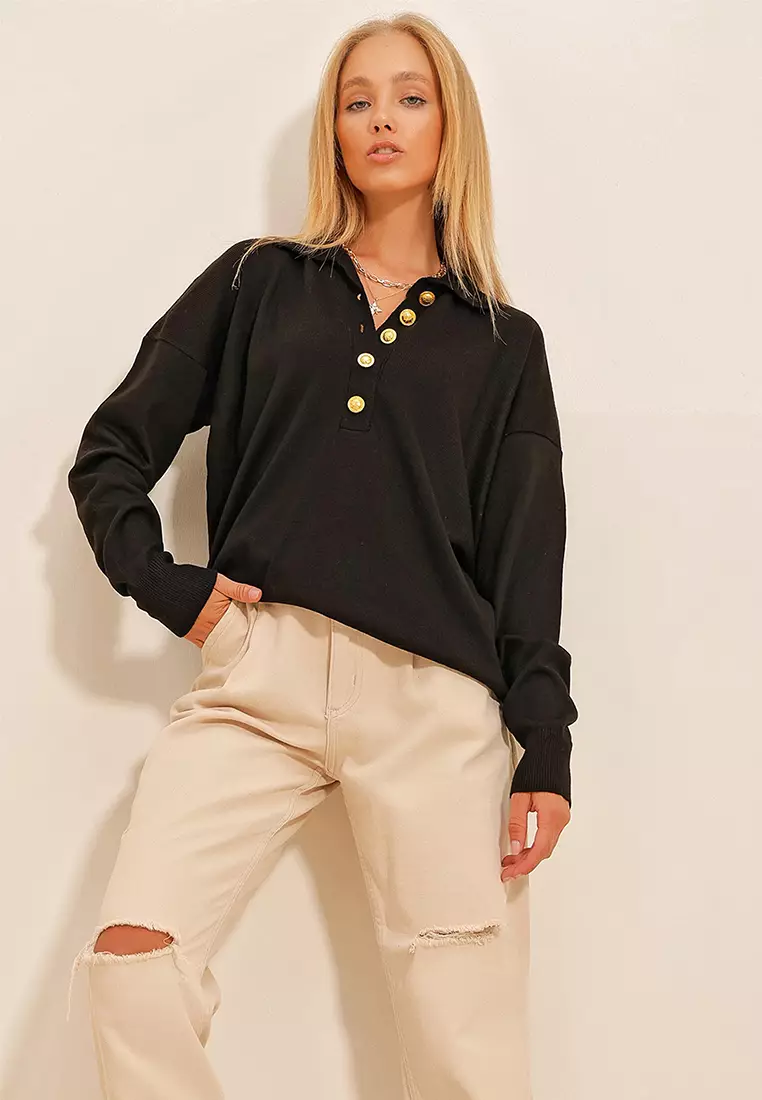 Buy Alacati Collar Neck Top Online | ZALORA Malaysia