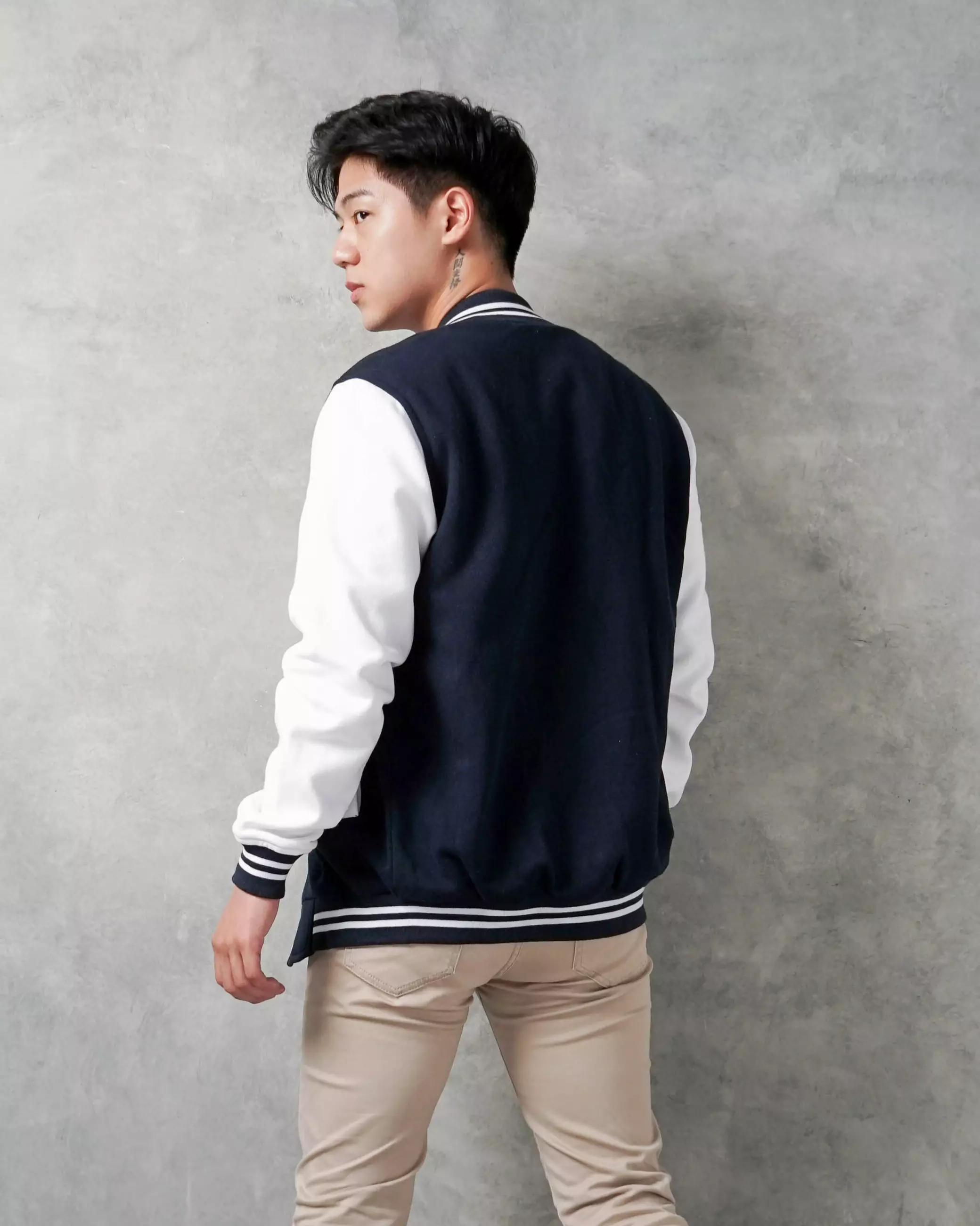 Jual Kale Clothing Kale Jacket Boston Navy White / Varsity Jacket ...
