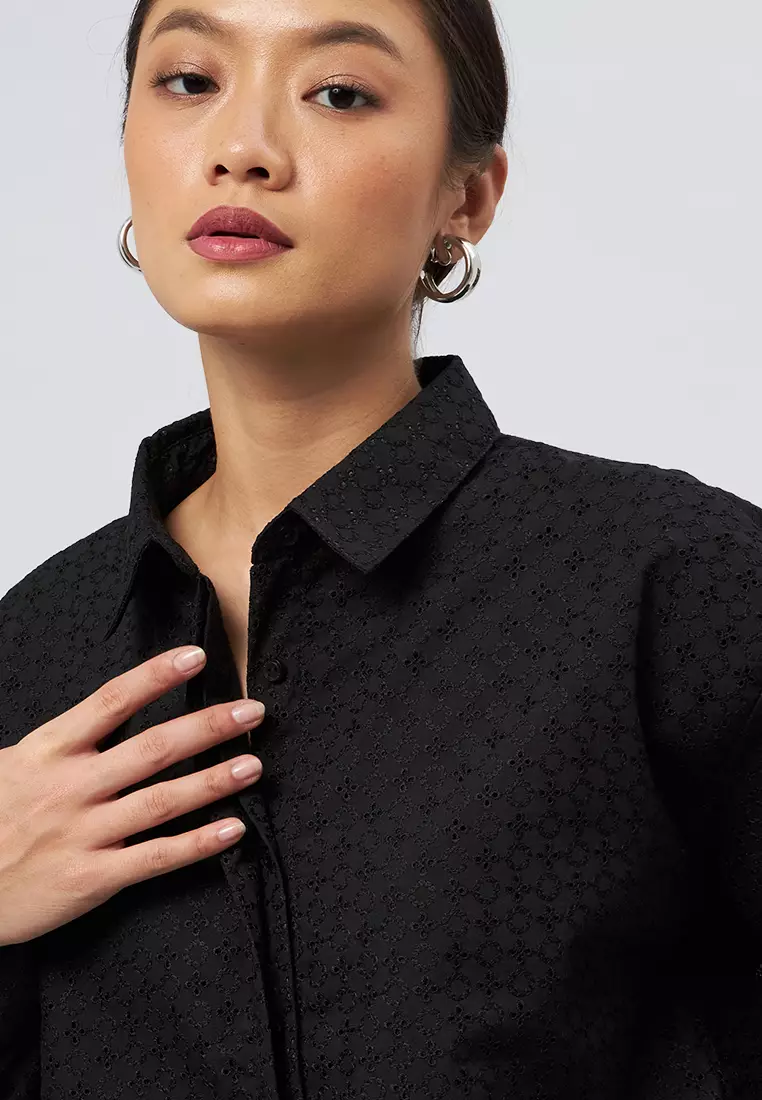 Jual Executive Long Sleeve Eyelet Blouse Original 2025 | ZALORA Indonesia