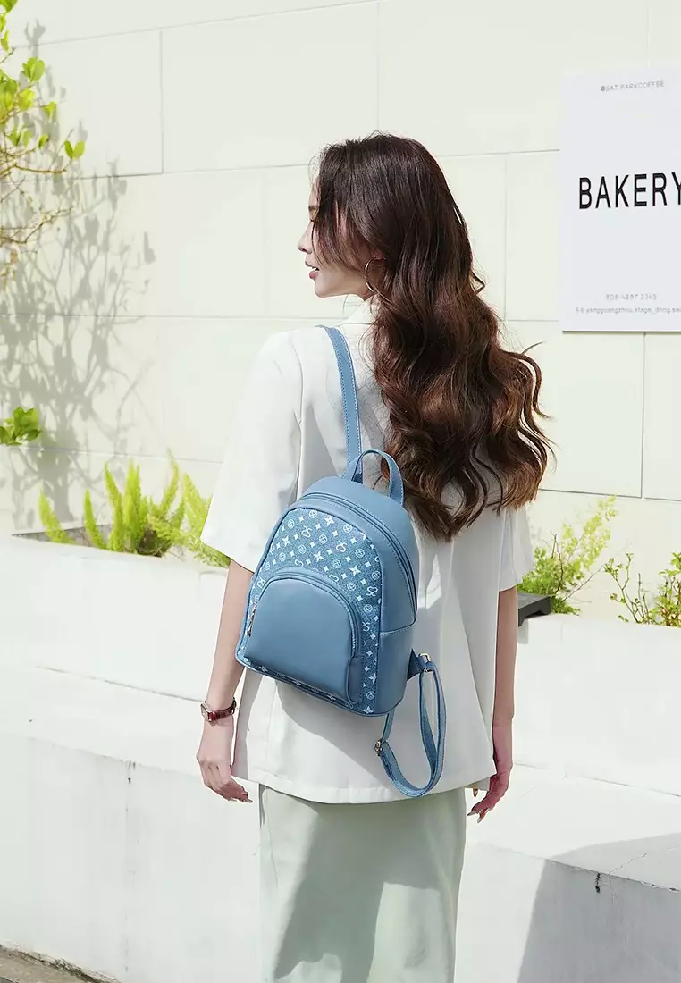 Buy Sara Smith Women's Monogram Mini Backpack - Blue Online | ZALORA ...