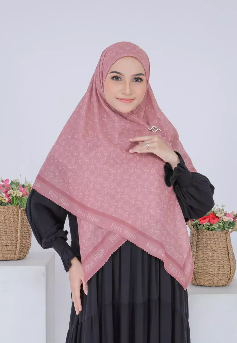 Jual First Hijab Zuria Monogram Scarf In Dusty Pink Original 2024 ...