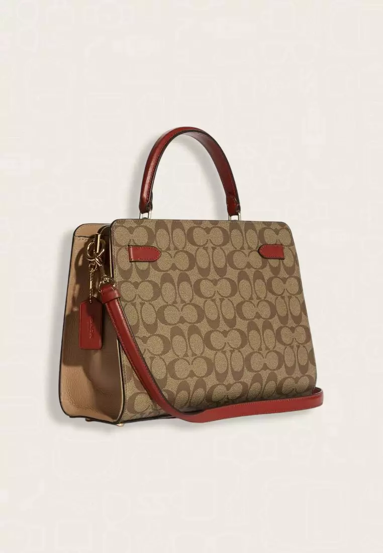 Jual Coach Coach Lane Carryall In Colorblock Signature Canvas Khaki ...