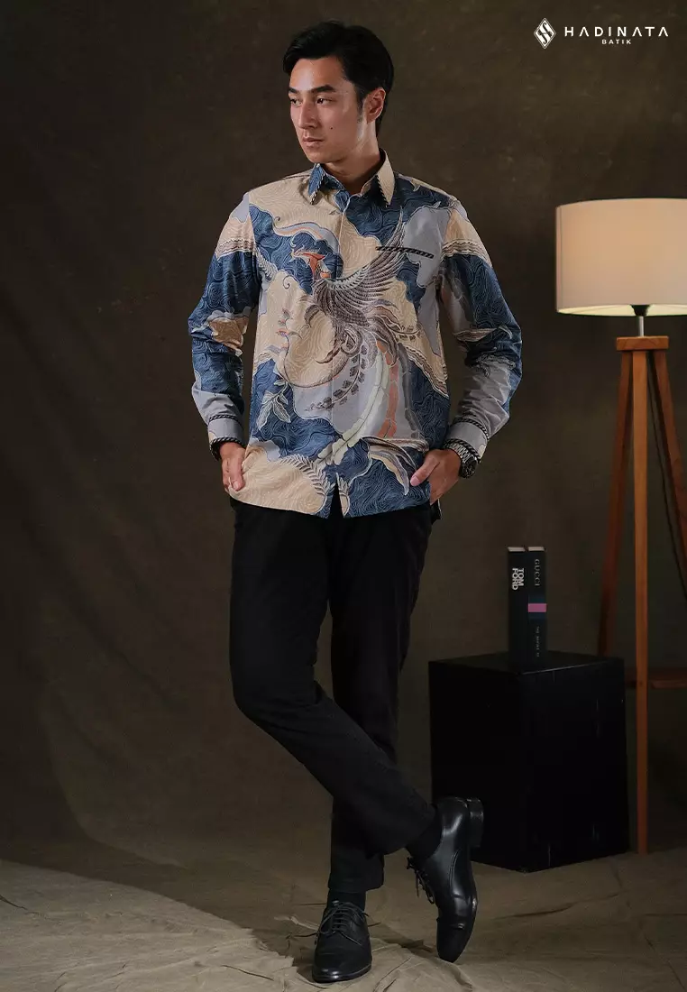 Jual Hadinata Batik Hadinata Embroidery Batik Kemeja Panjang Arsyn Navy ...