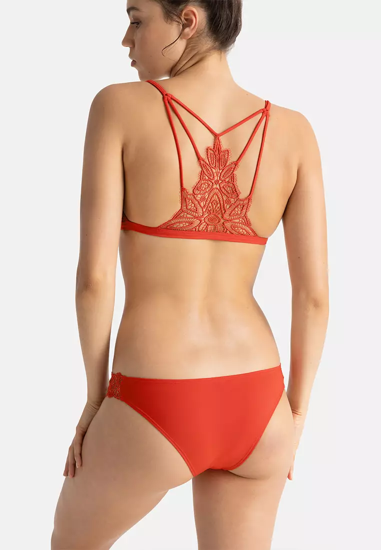 Buy DORINA VOLTA Lace Back Guipure Motif Triangle Bikini Suit Bra & Brazilian Panty Set 2025 ...