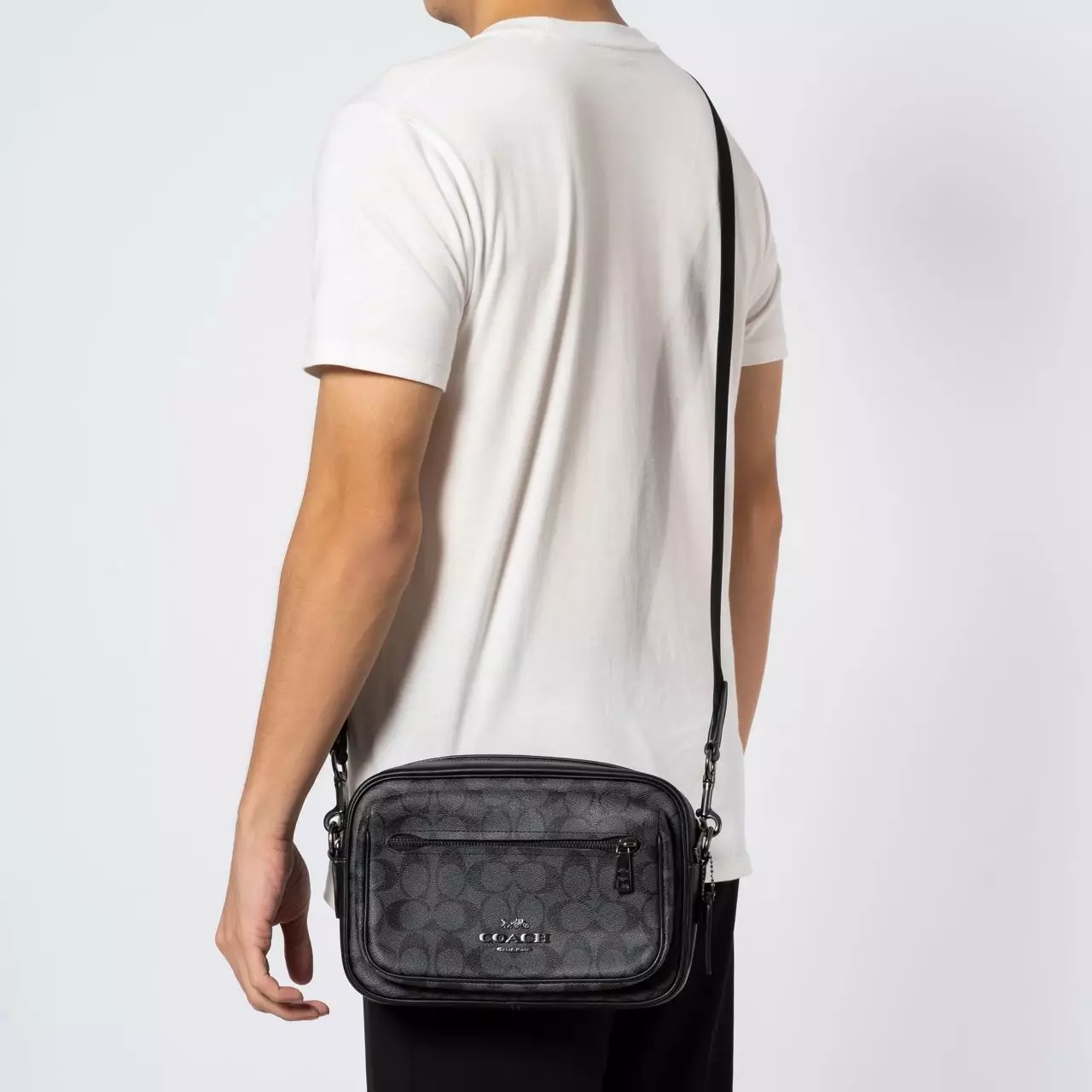 Jual Coach Coach Elias Crossbody Bag Signature Charcoal Black Original ...