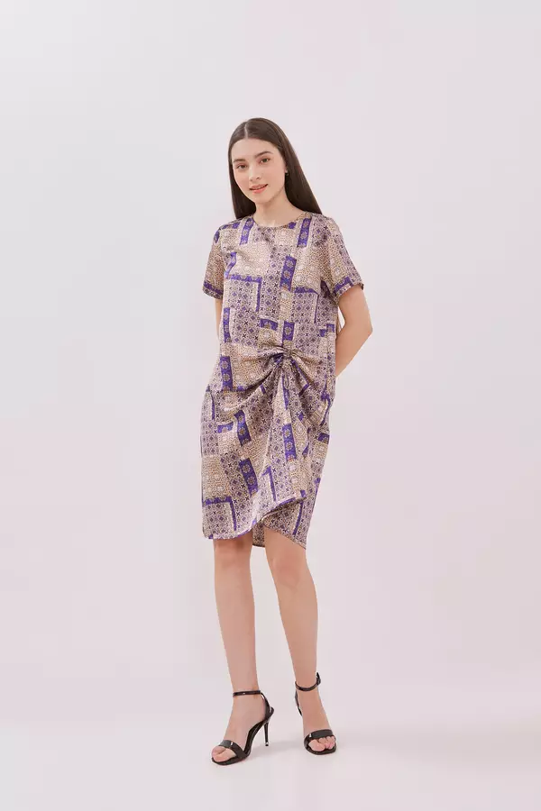 Jual Minimal MINIMAL - Malika - Dress Serut Motif Tenun Bunga - Navy ...