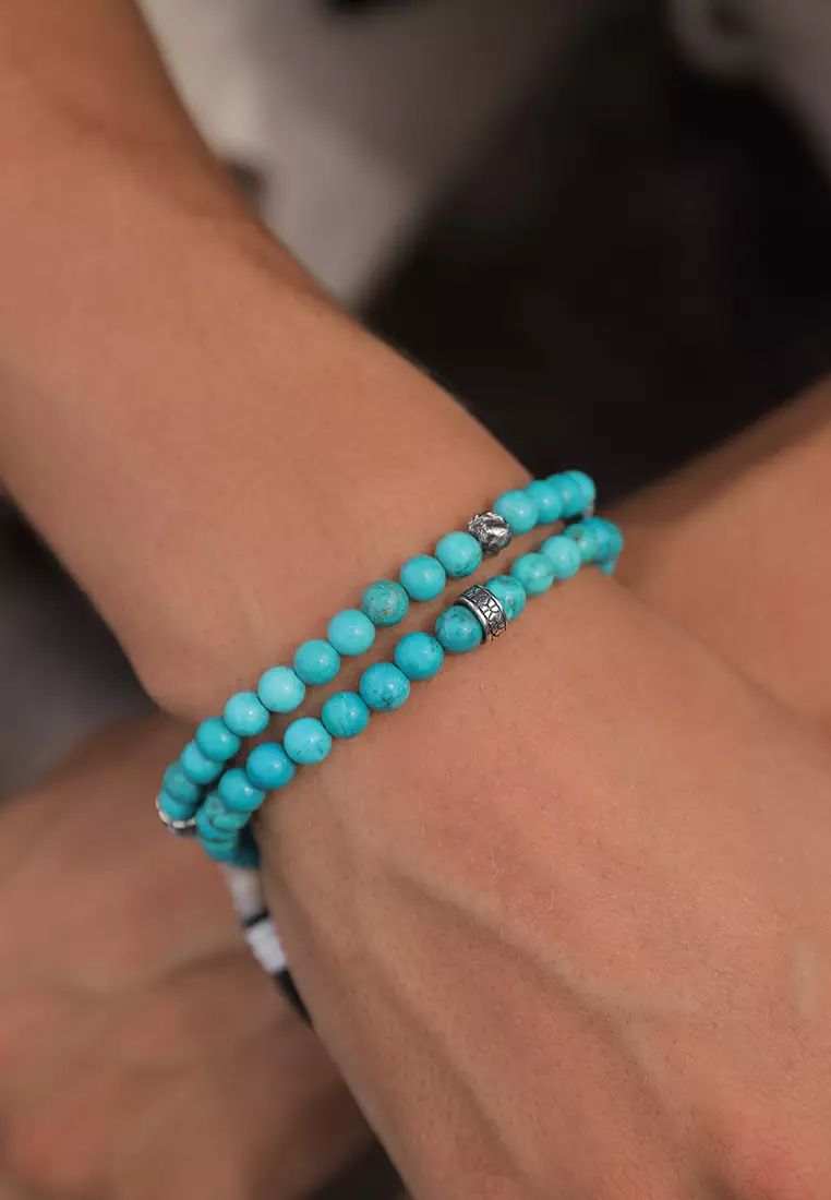 Buy Kuzzoi Men's Turquoise Howlite Bead Bracelet – Silver Detail 2026 ...