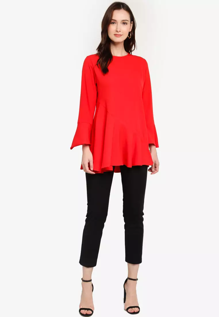 Buy Aqeela Muslimah Wear Asymmetrical Flared Top Online | ZALORA Malaysia