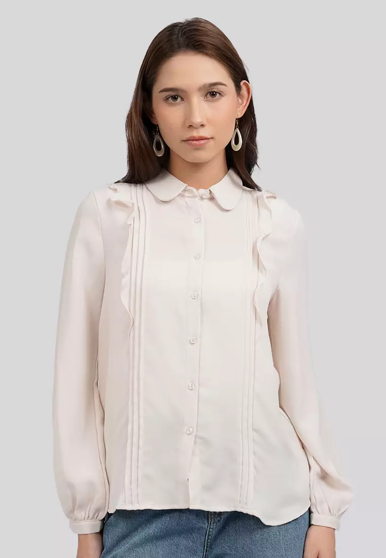 Jual Executive Long Sleeve Raffled Pintuck Blouse Original 2025 | ZALORA Indonesia