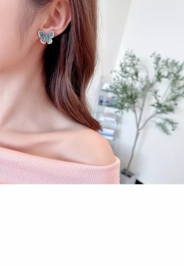 Buy SOEOES Fashion Cute Butterfly Colorful Shell Stud Earrings with Cubic Zirconia 2024 Online ...