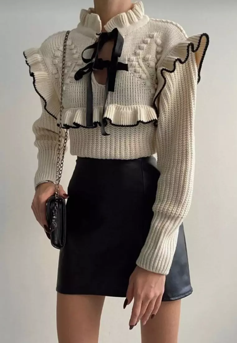 Buy Bianco Lucci Bow Detailed Frilly Sweater 2025 Online | ZALORA