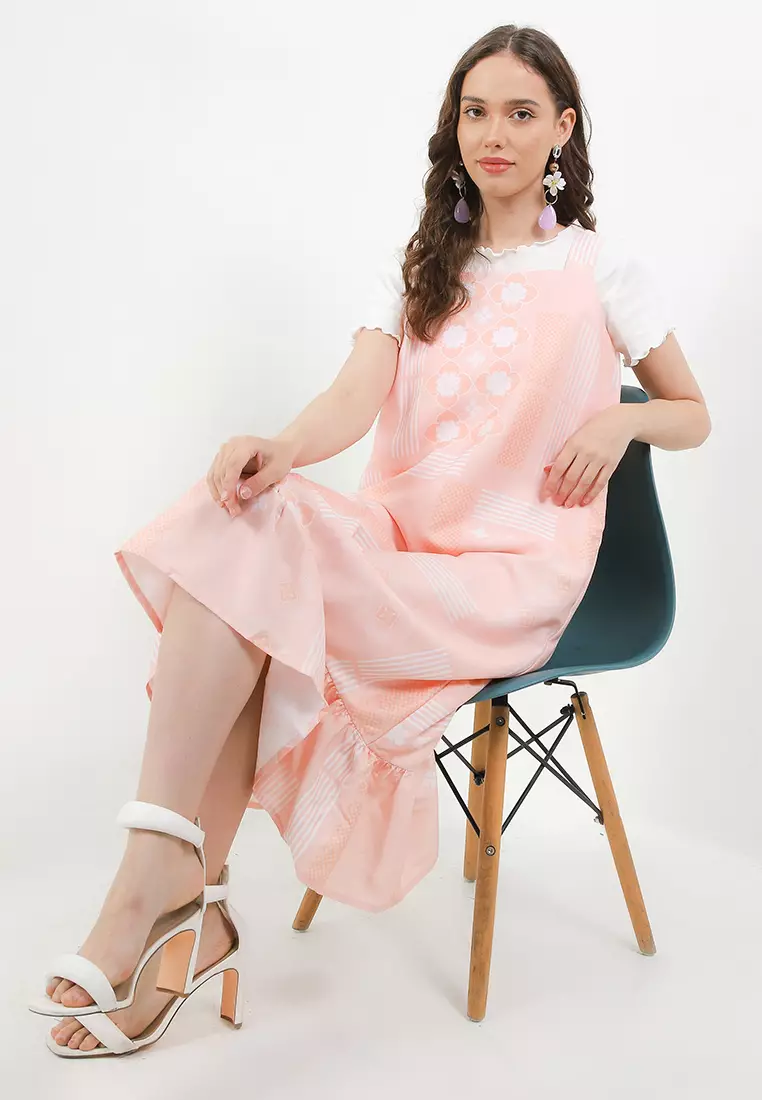 Jual Rianty Batik Overall Batik Wanita Gladiola Peach - Midi Batik ...