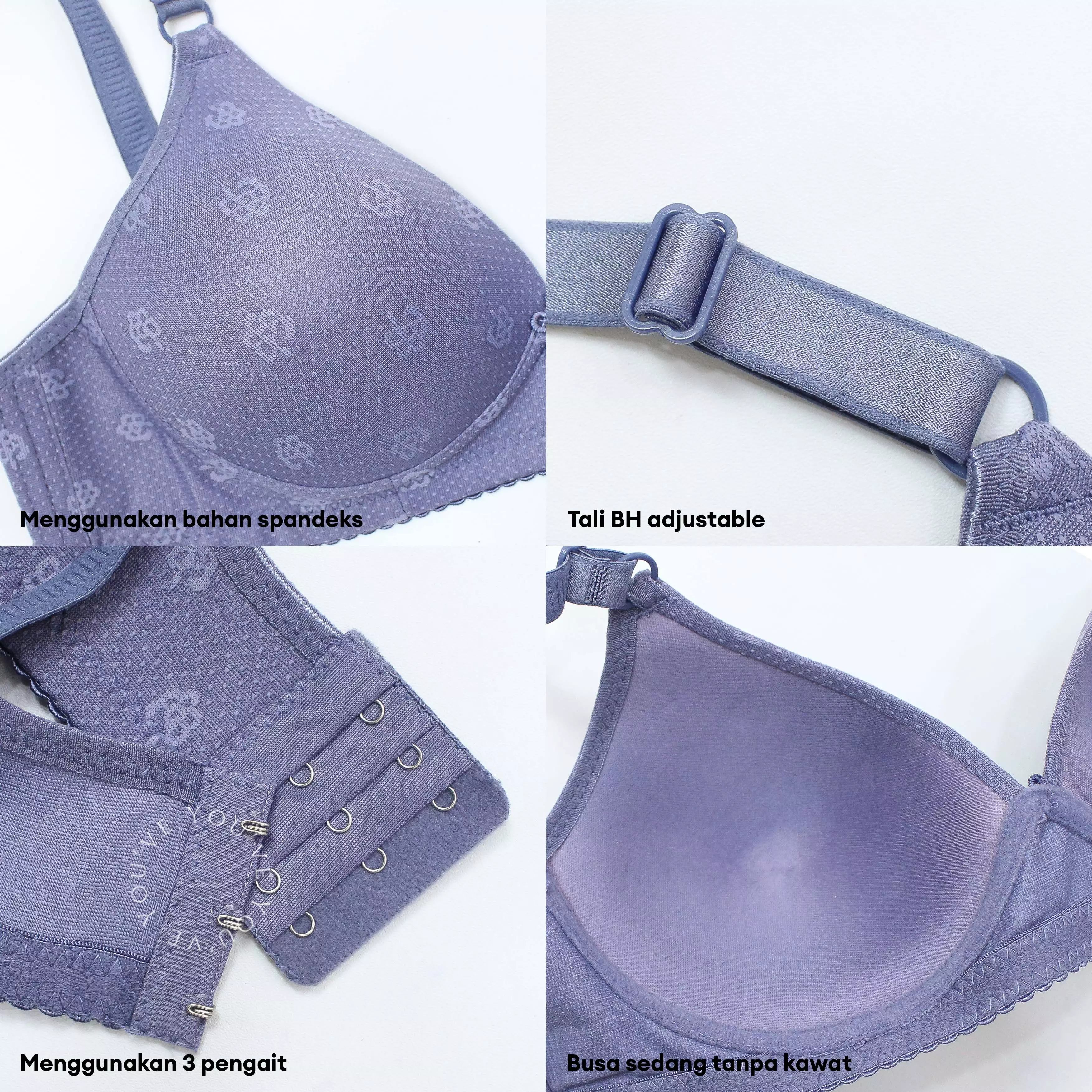 Jual Youhave You’ve ( YouHave ) Bra Tanpa Kawat Busa Standar kait 3 ...
