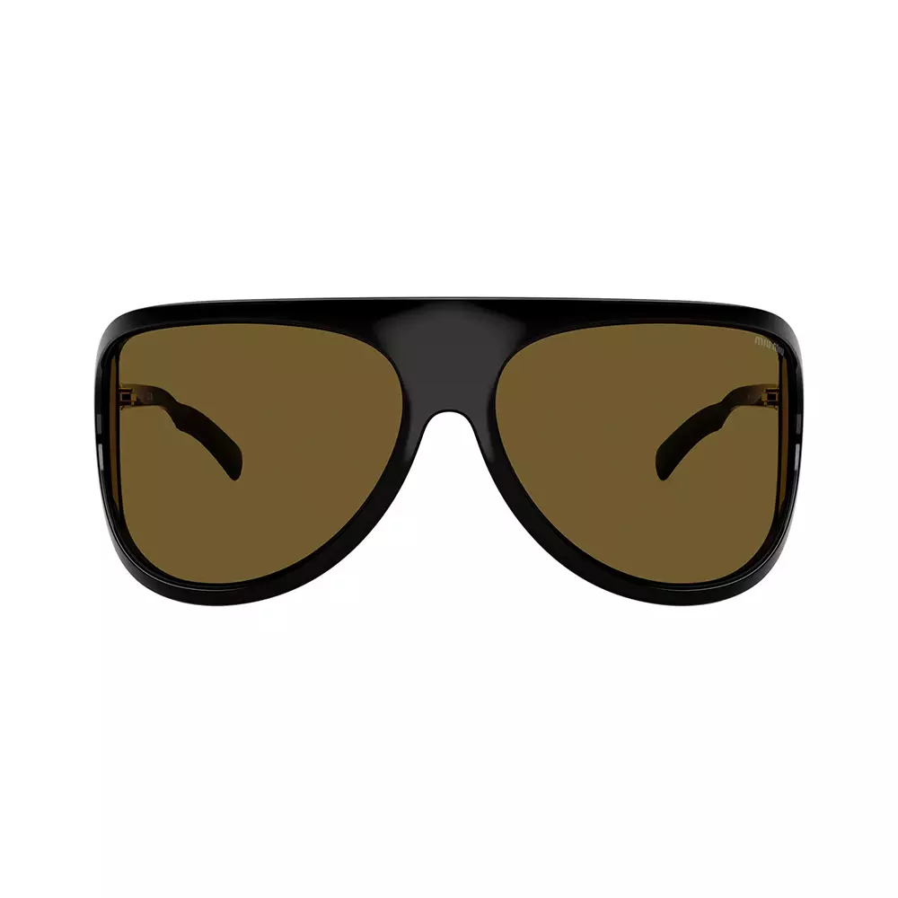 Jual Miu Miu Black Irregular Frame Sunglasses with Dark Brown Lens ...