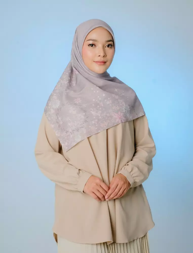 Jual ZOYA ZANIAH Scarf Oyster Grey - Kerudung Hijab Segiempat Motif With Pouch Ziplock - Bahan ...