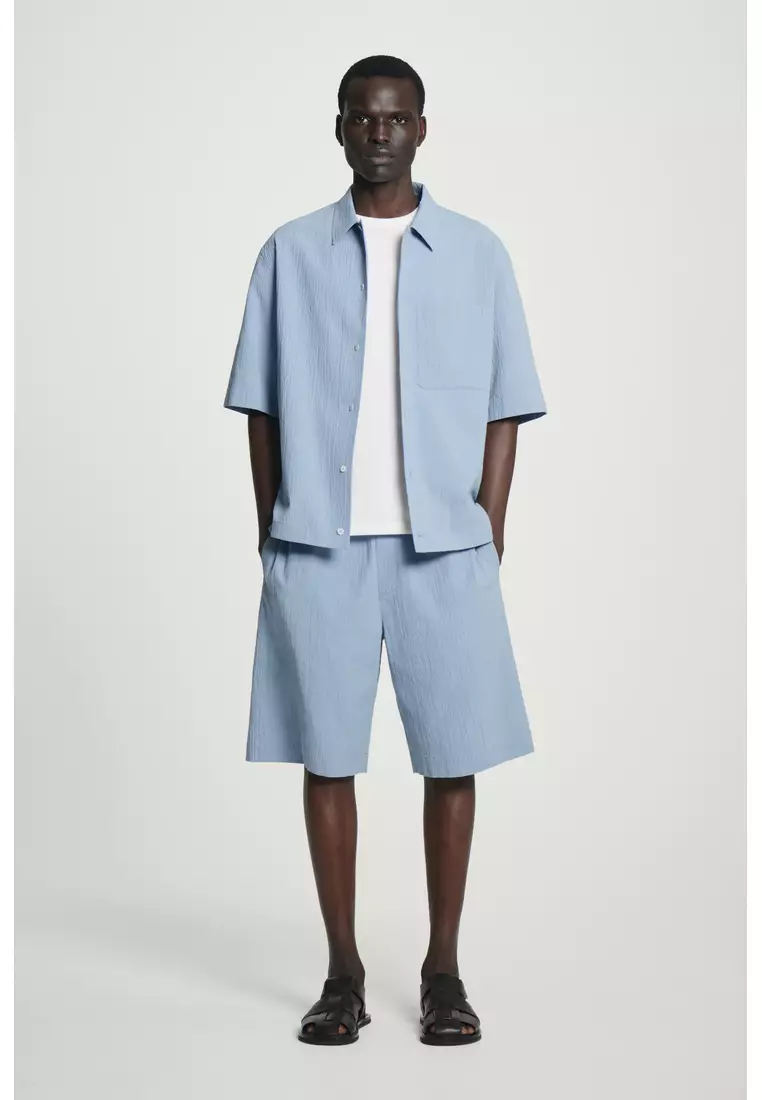 Buy COS TEXTURED WASHED-COTTON SHORTS Online | ZALORA Malaysia