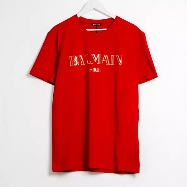 Jual Balmain Kaos BALMAIN TEXT OUTLINE GOLD RED Tshirt 100% ORIGINAL ...