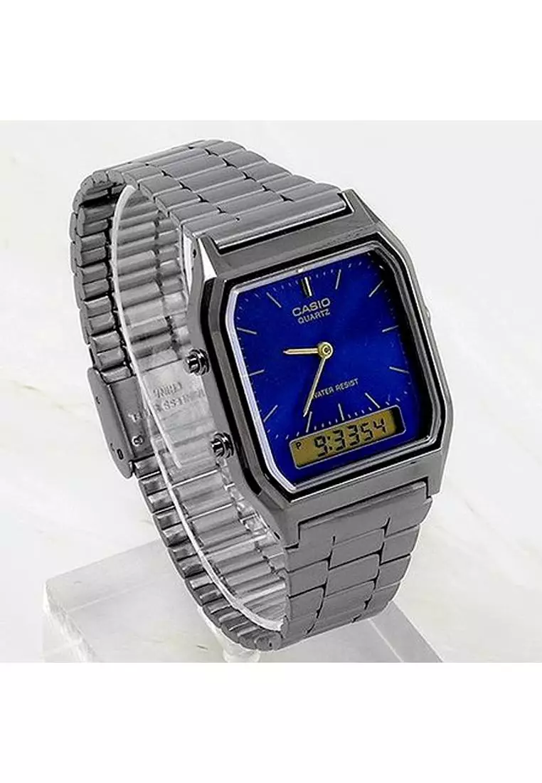 Buy Casio AQ-230GG-2A Men's Analog-Digital Watch with Grey Stainless Steel Band 2025 Online | ZALORA