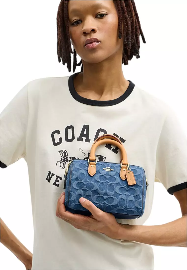 Buy COACH Mini Rowan Crossbody Bag In Signature Denim - Indigo Blue ...