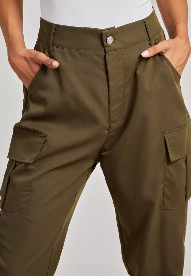 Buy Pink Vanilla Pink Vanilla Khaki Cuffed Cargo Trousers Online ...
