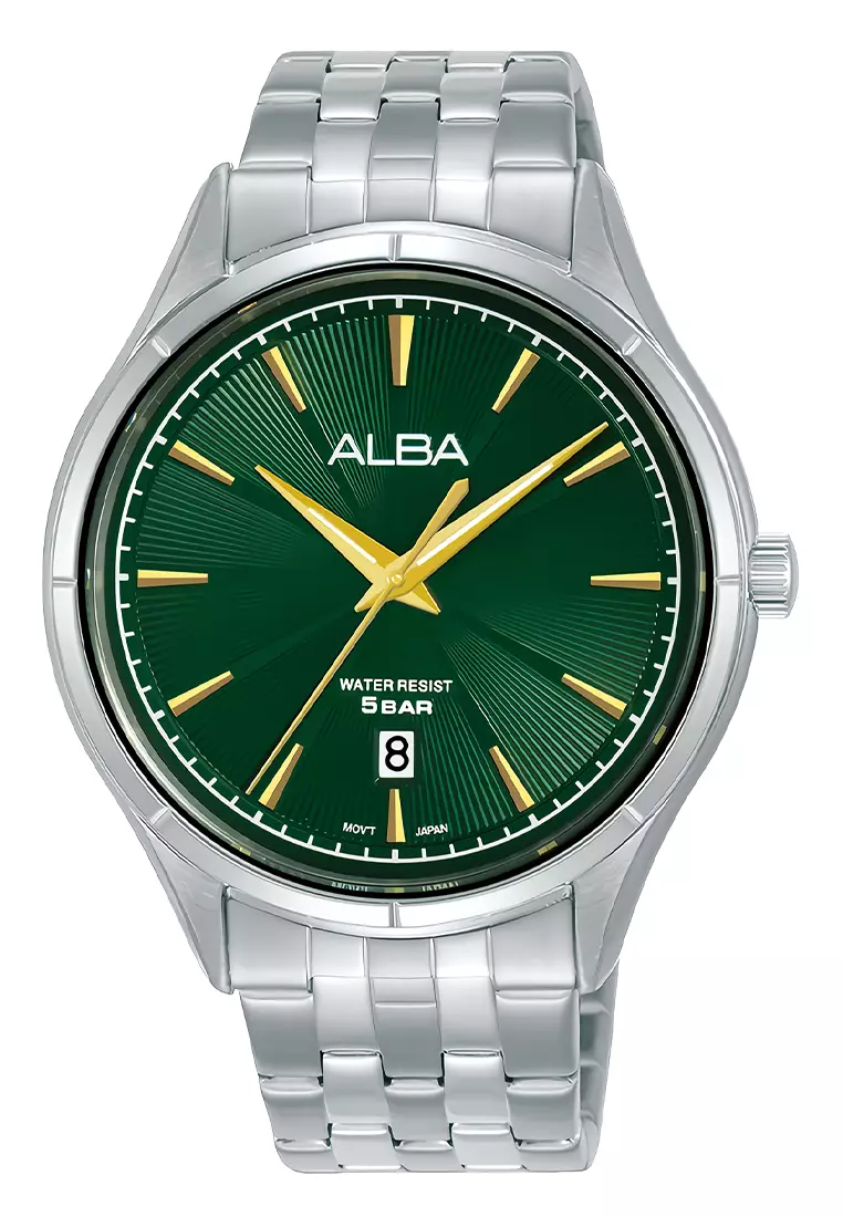 Jual Alba Alba Jam Tangan Analog Pria Silver Case Green Dial Stainless ...