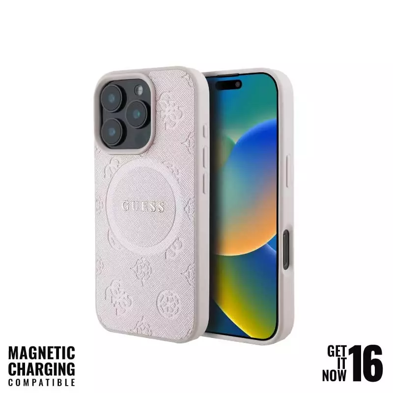 Jual GUESS Case For iPhone GUESS Magsafe Saffiano Peony Pink, 16 Pro ...