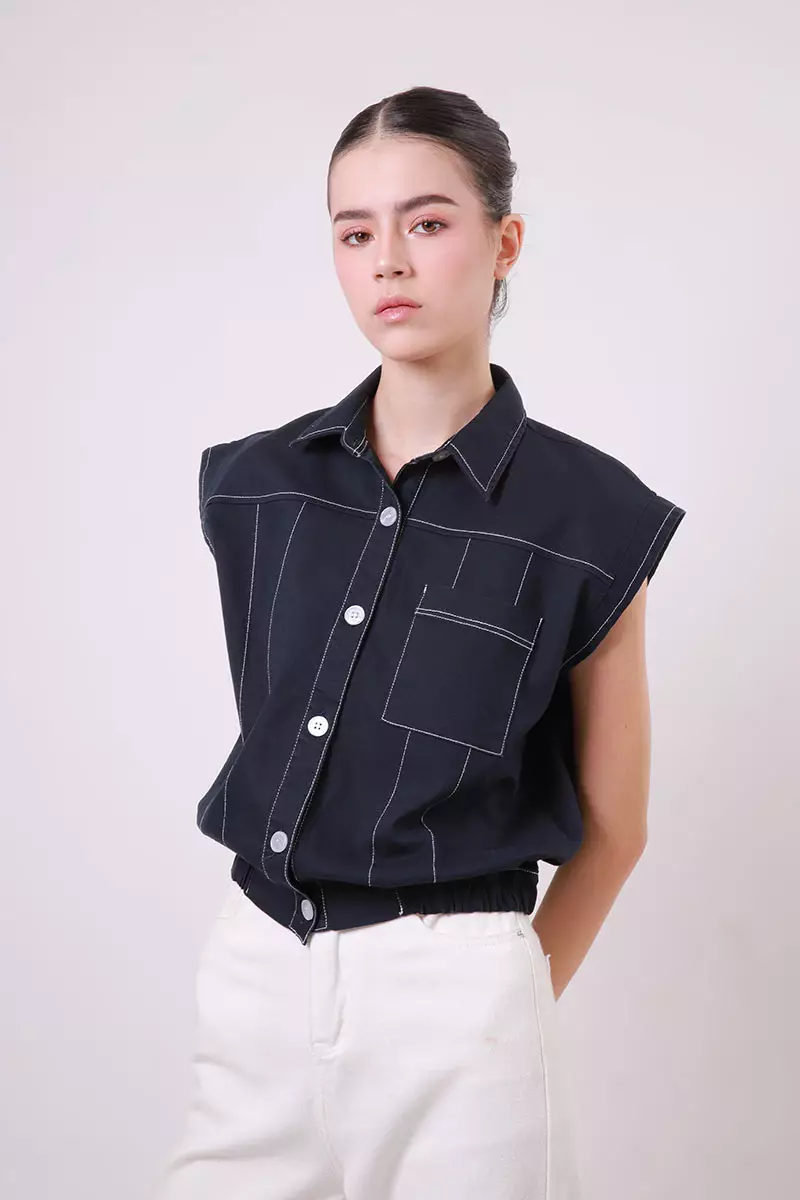 Jual Berrybenka Label Shell Top Navy Original 2024 | ZALORA Indonesia