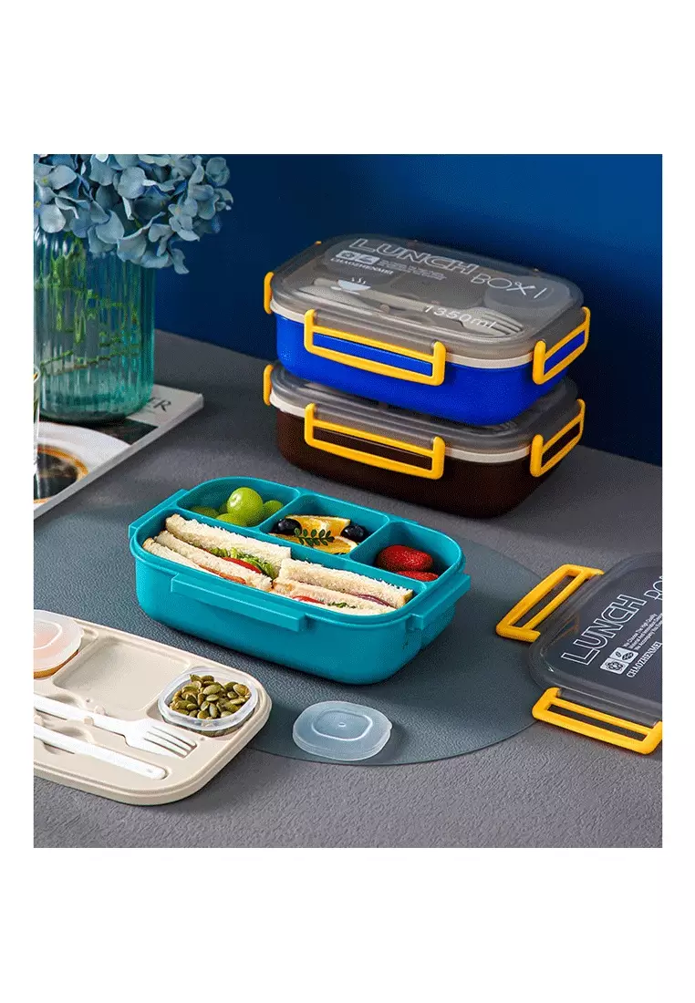 Buy Latest Gadget 1350ml 4 Section Lunch Box 23×16.5x8cm – Brown 2025 ...