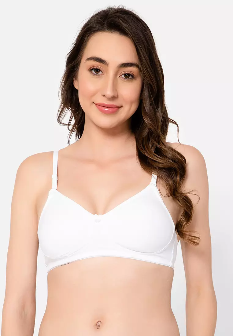 Clovia Clovia Non-Padded Non-Wired Full Coverage Multiway T-shirt Bra in White - Cotton 2025 ...