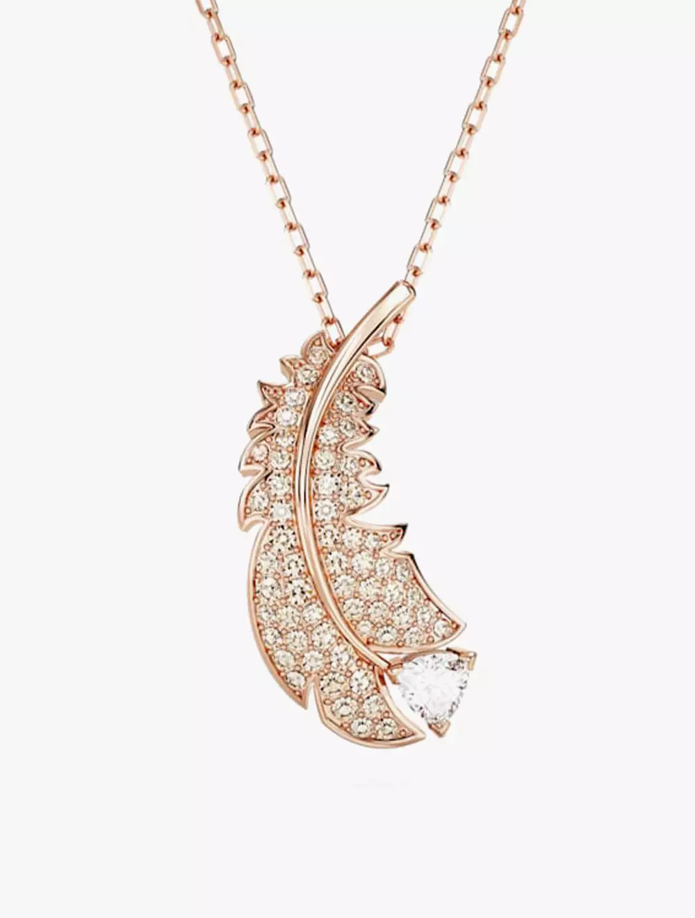 Jual Swarovski Nice Pendant, Feather, White, Rose Gold-Tone Plated ...