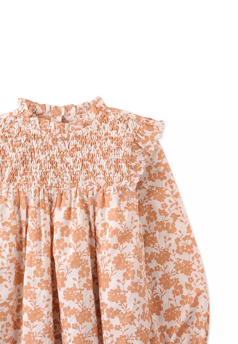 Buy Gingersnaps Girls Printed Long Sleeves Top With Diamond Smocked ...